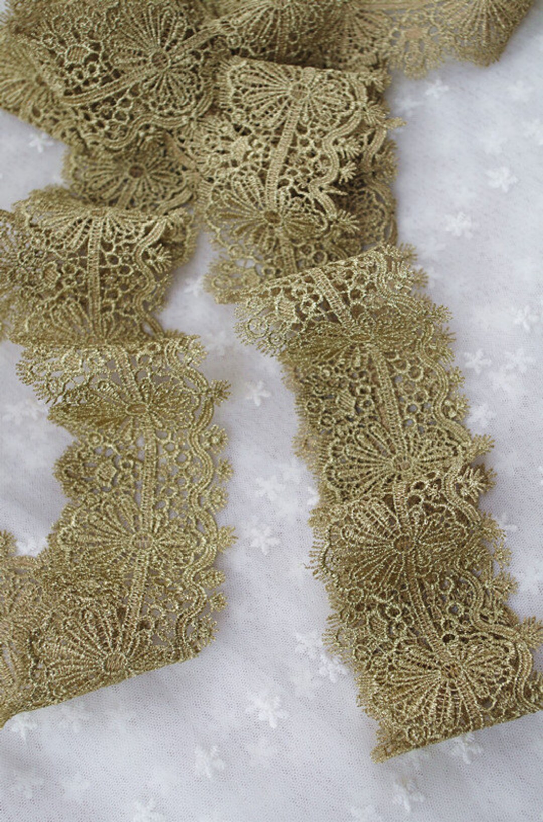 Metallic Gold Lace, Golden Venice Lace Trim, Gold Crochet Lace Trim - Etsy