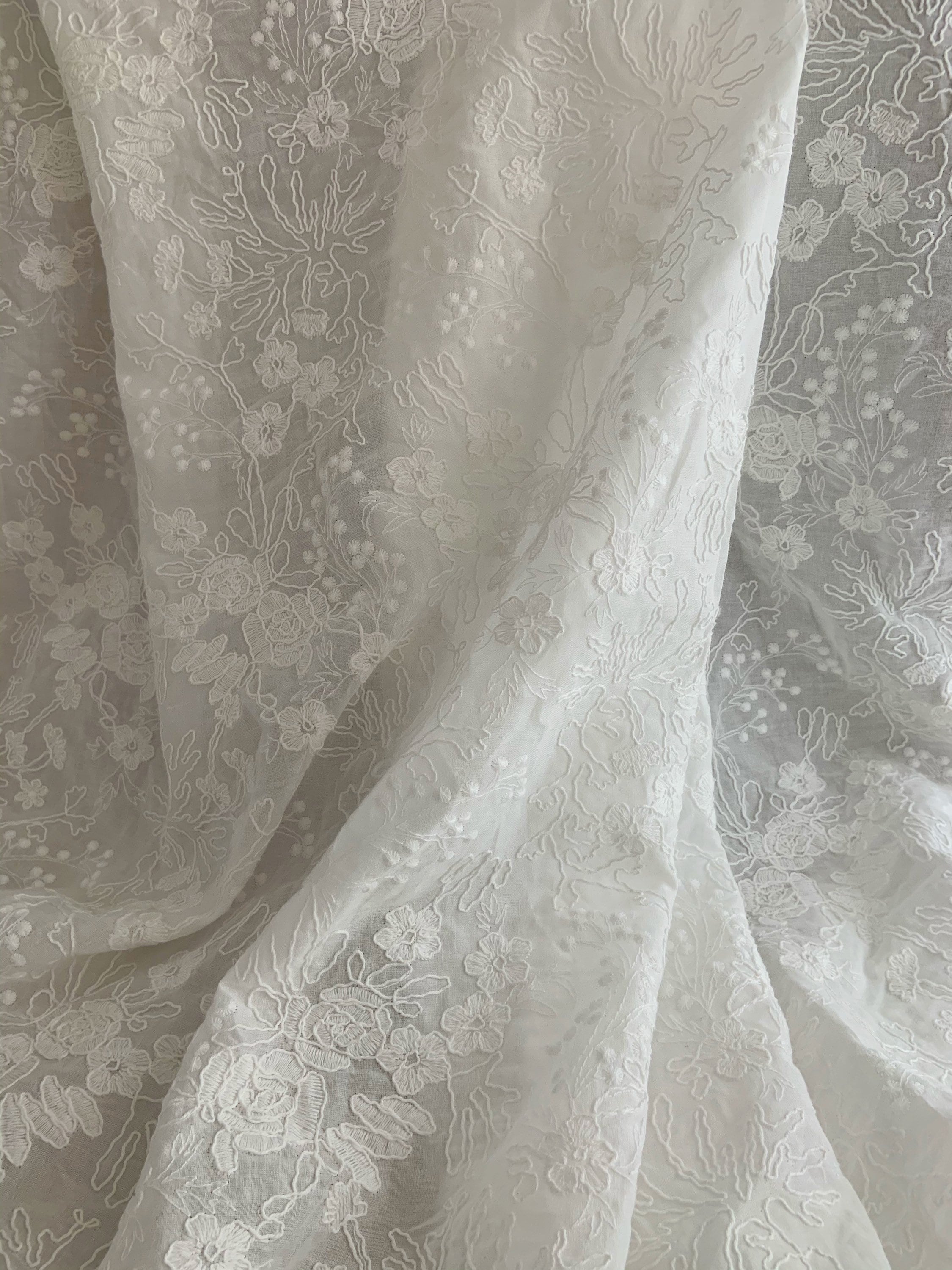 Cotton Lace Fabric With Guipure Embroidery , Cotton Embroidered Lace ...