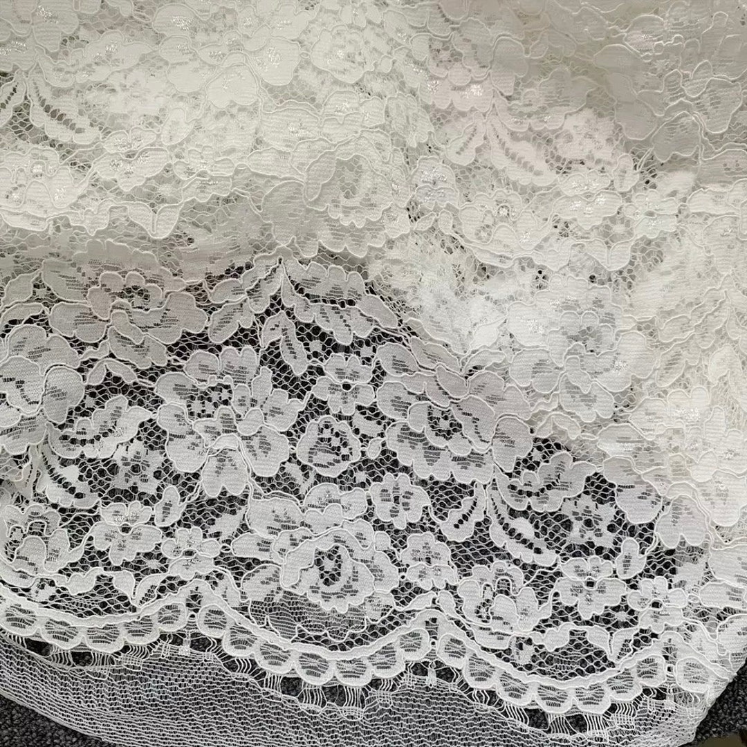 Off White Cord Lace Fabric, Alencon Lace Fabric, Bridal Lace Fabric ...