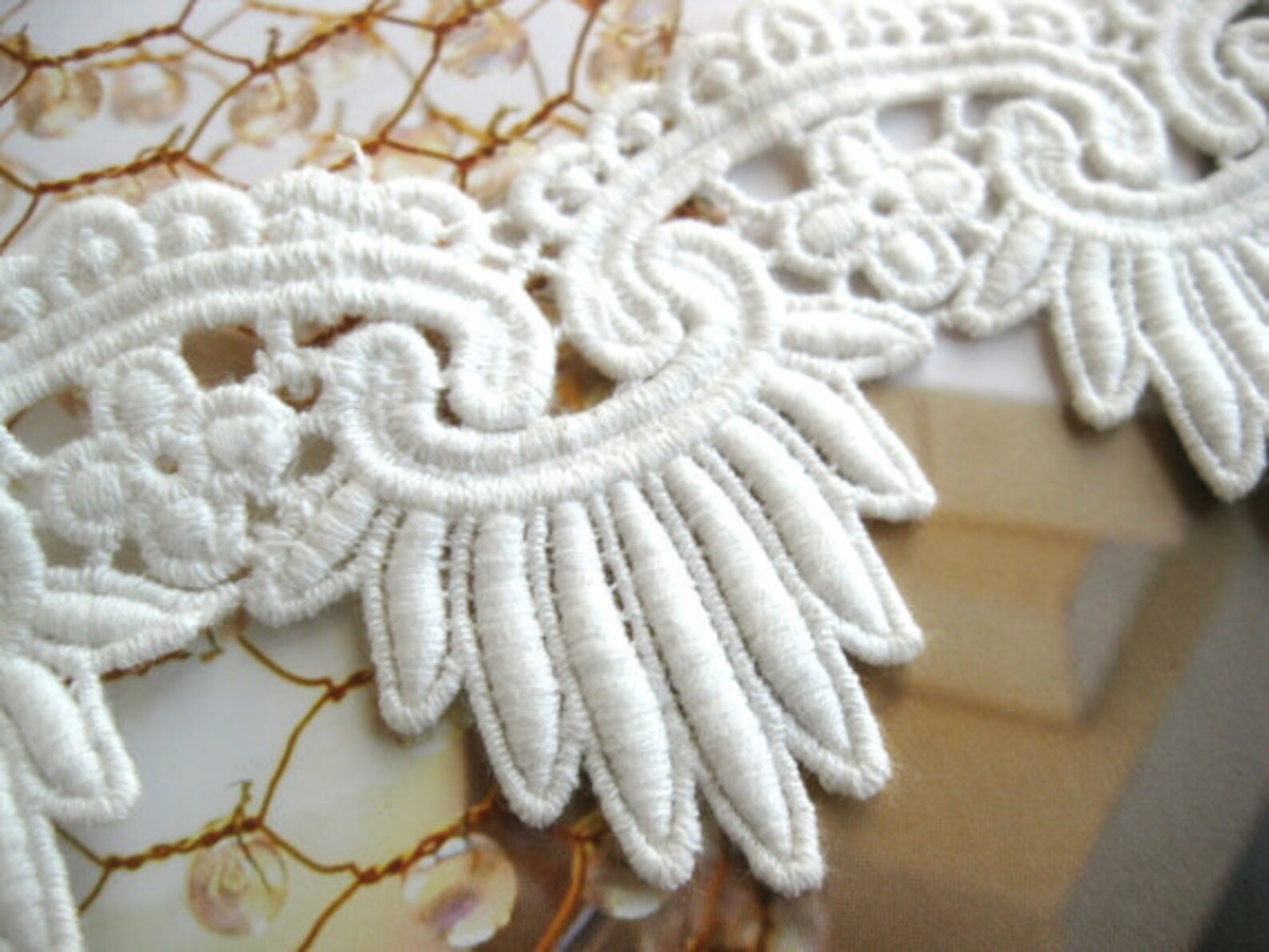 Scalloped Lace Trim Retro Cotton Lace Trim Cotton Guipure | Etsy