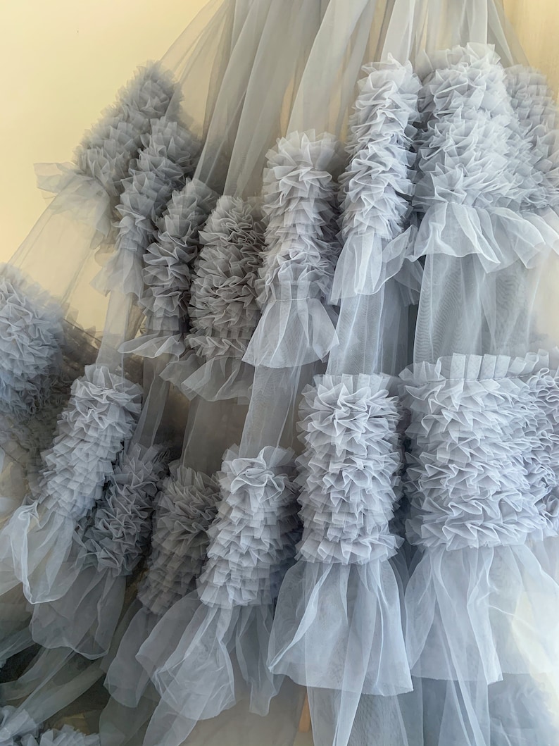 Dust Blue Tulle Ruffles Fabric for Cake Dress Prom Dress - Etsy