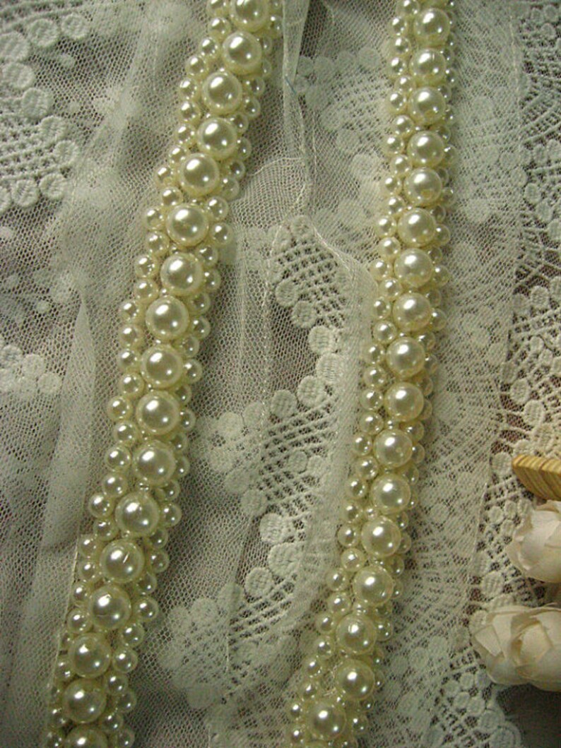 Pearl Beaded Trim Rhinestone Trim Bridal Sash Trim Jewelry | Etsy