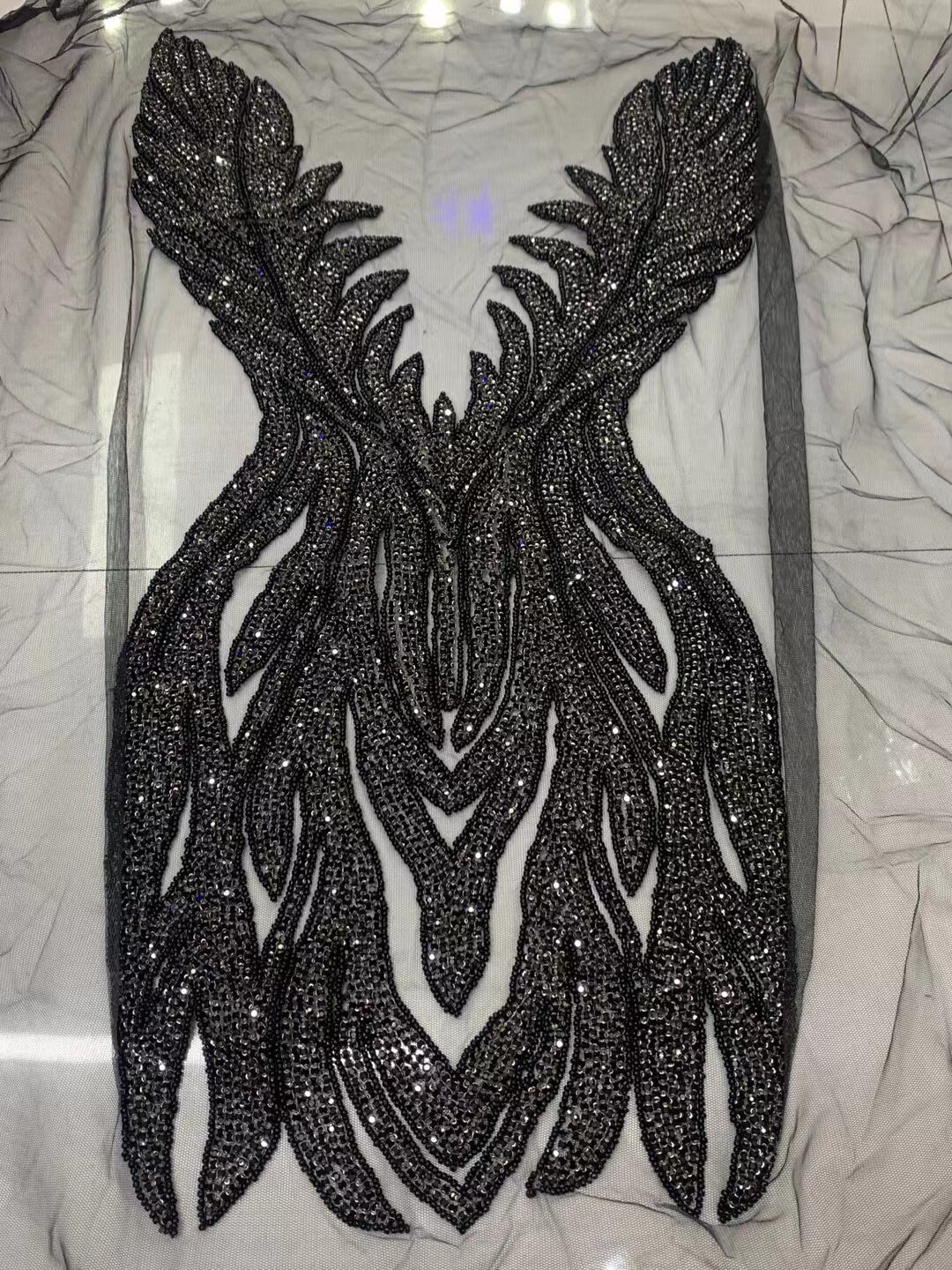 Full Body Black Rhinestone Applique, Handmade Rhinestone Bodice ...