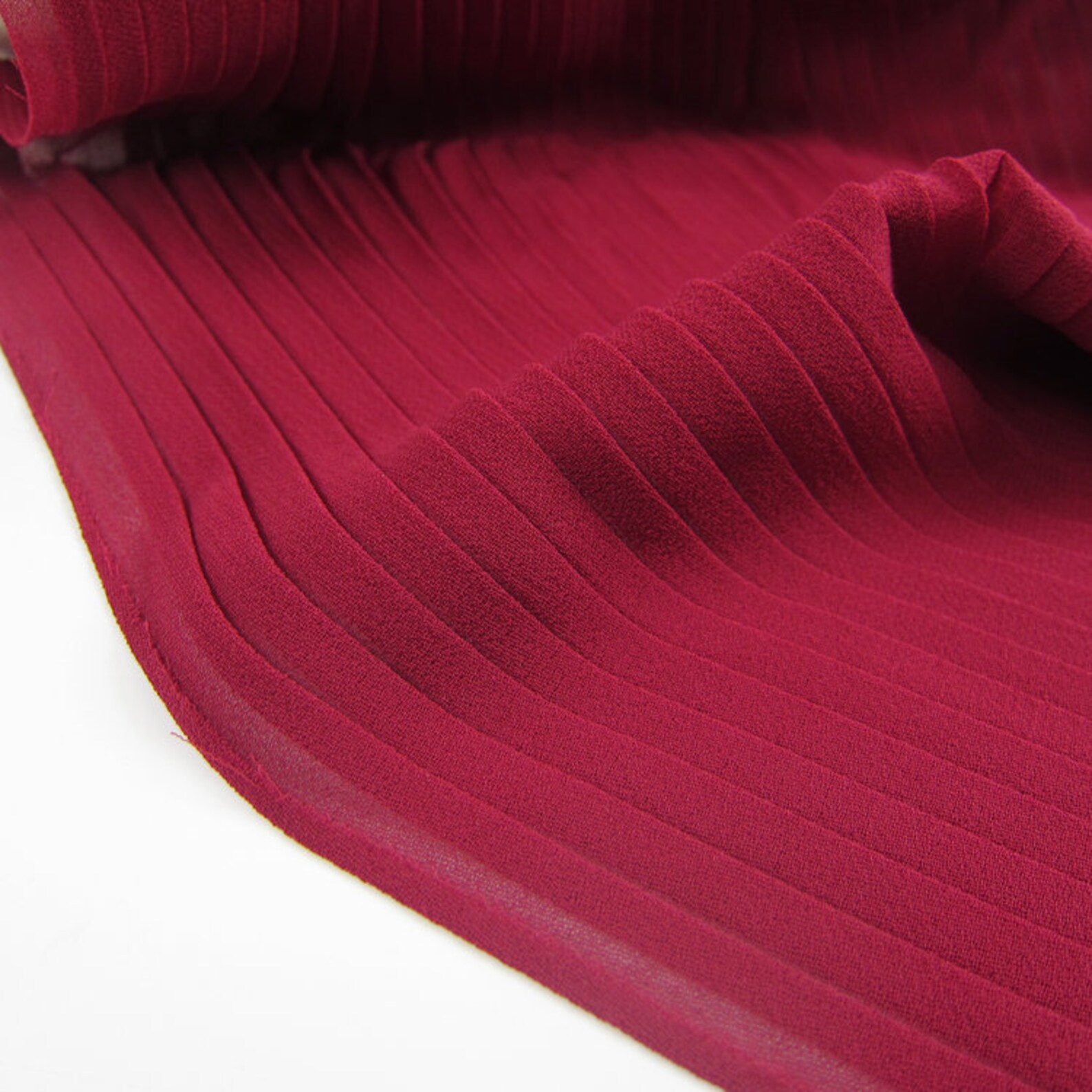 Wine Red Pleated Chiffon Fabric, Couture Panel - Etsy