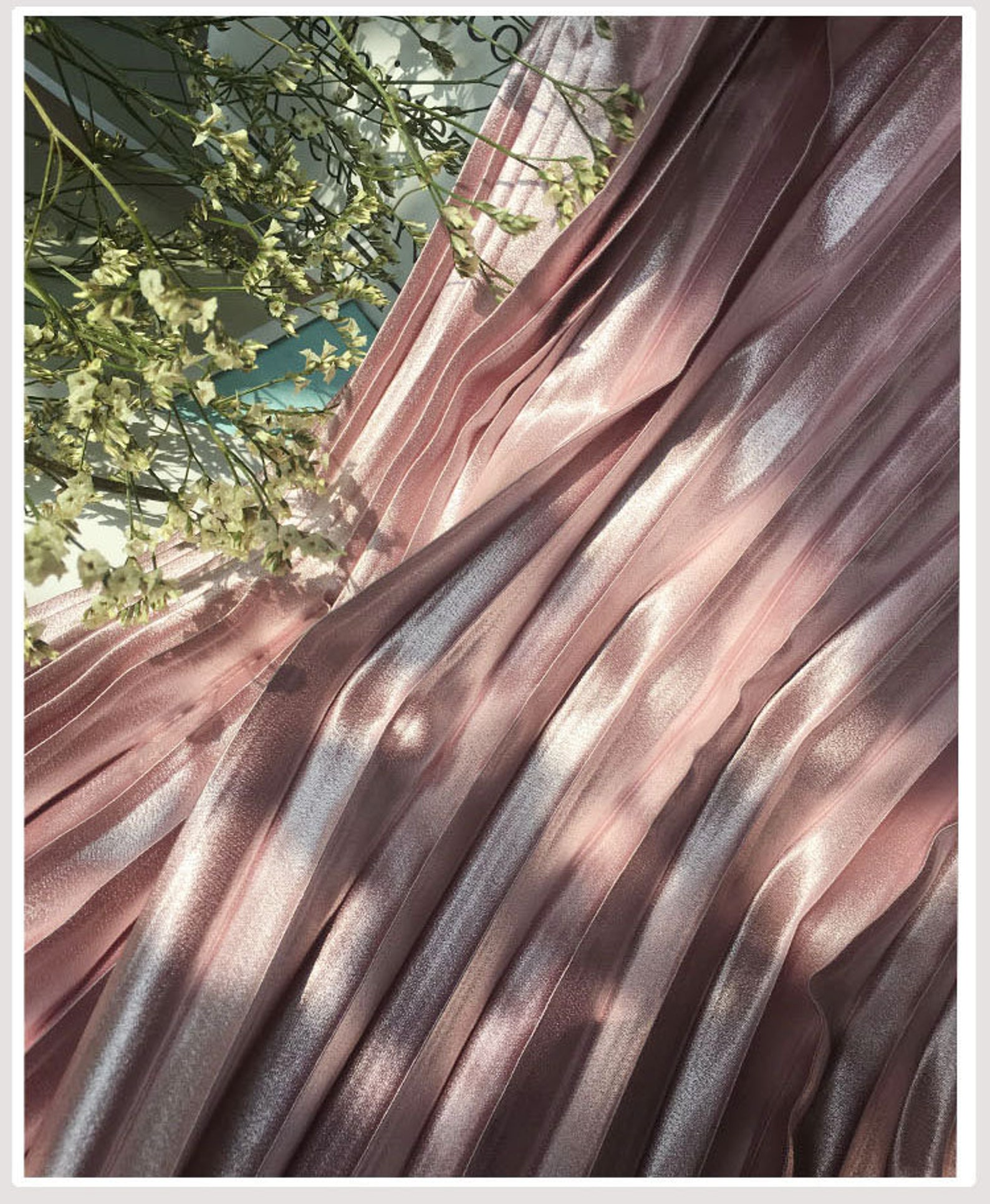 Peach Pink Pleated Satin Panel Satin Vertical Crease Satin - Etsy