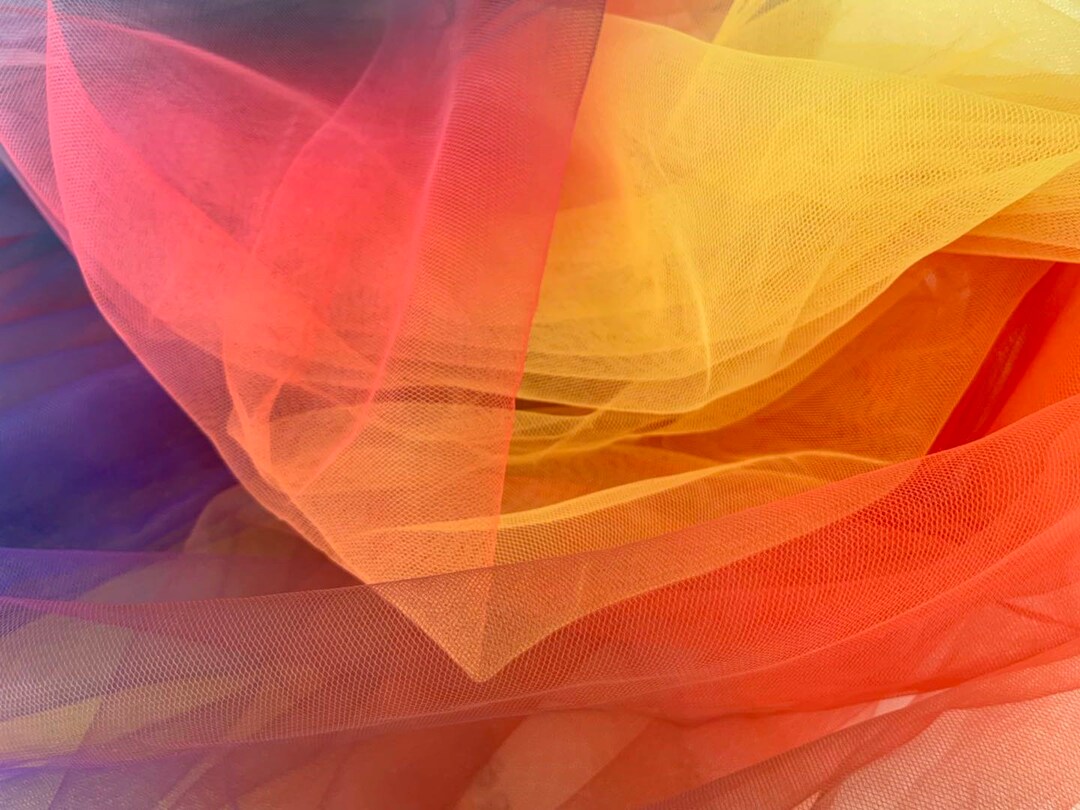 Dip Dye Style Tulle Fabric With Gradient Colors, Rainbow Color Mesh ...