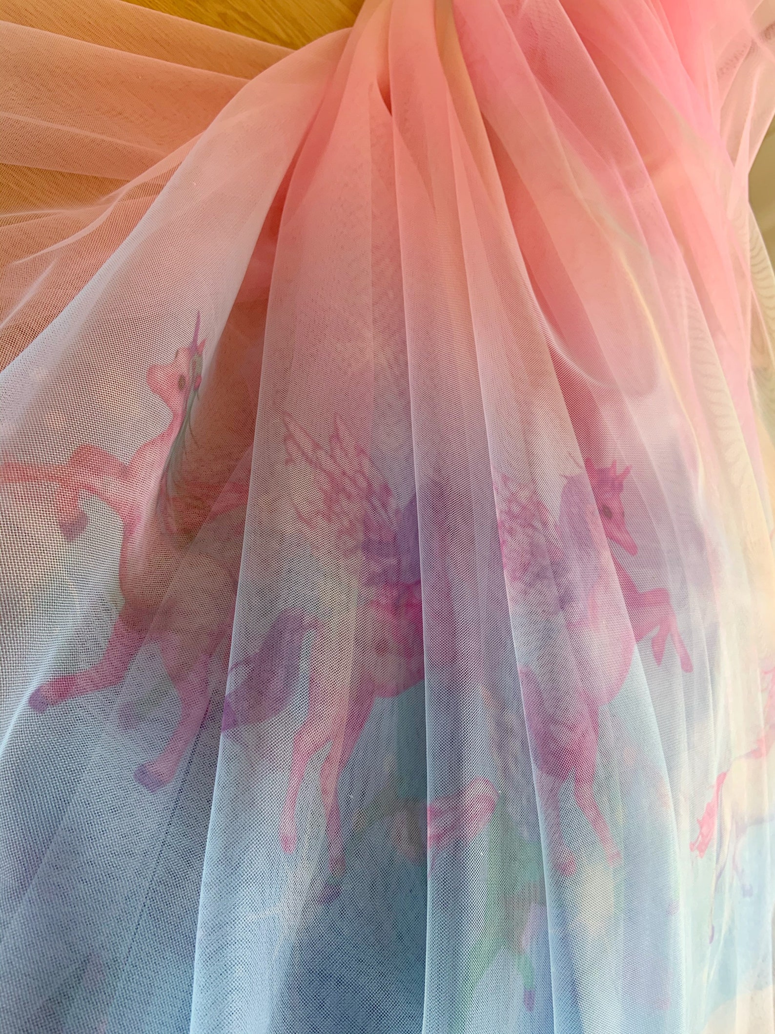 Dip Dye Style Tulle Fabric With Ombr Colors Pink And Blue Etsy Denmark