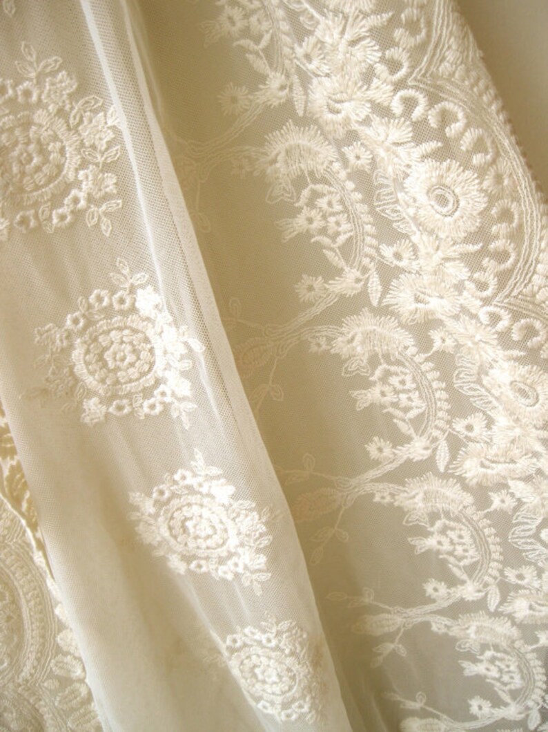 Ivory Lace Fabric Embroidered Tulle Lace Fabric Mesh Lace - Etsy