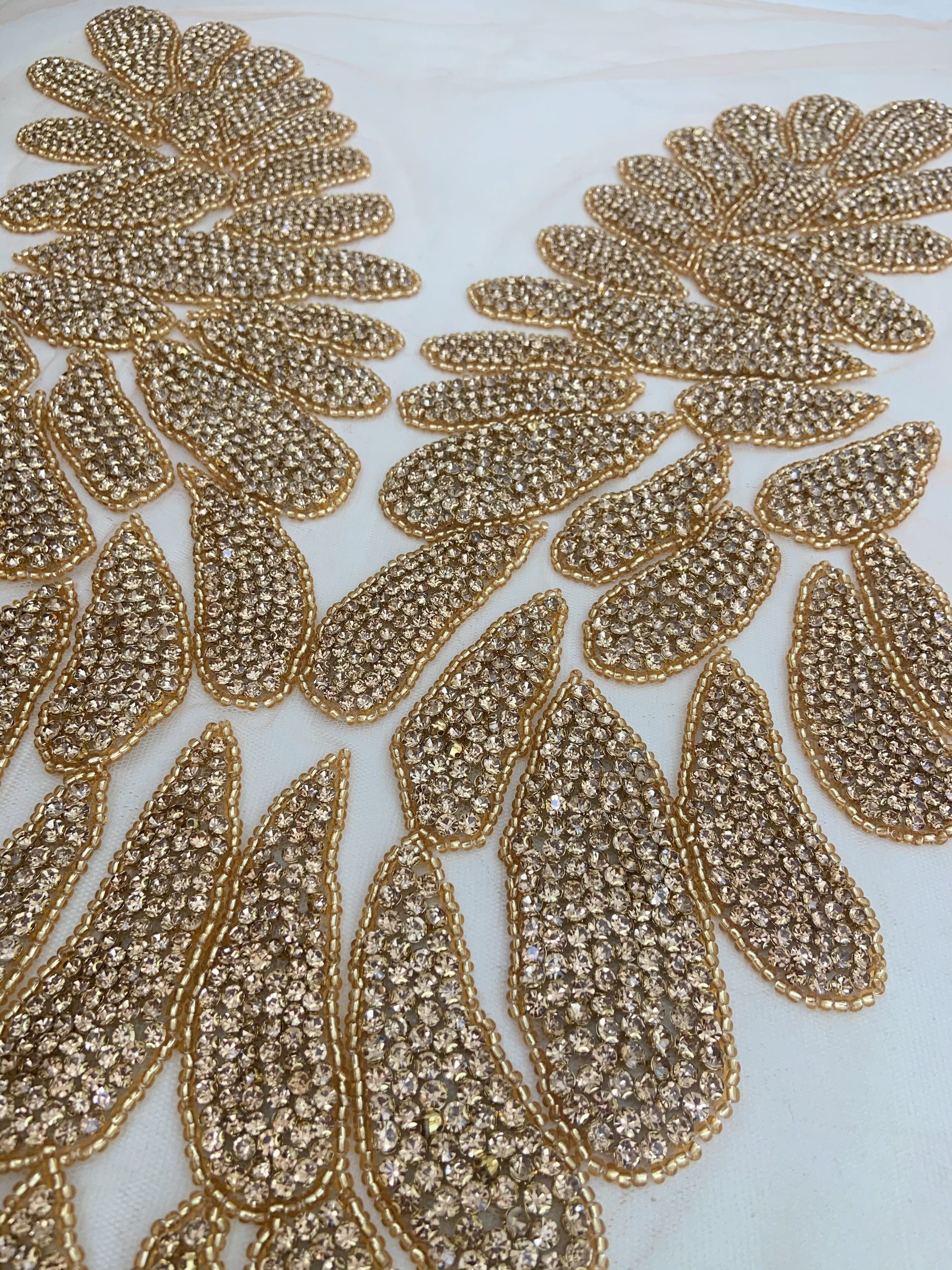 Full Body Gold Rhinestone Appliqué Boidce, Heavy Bead Handmade ...