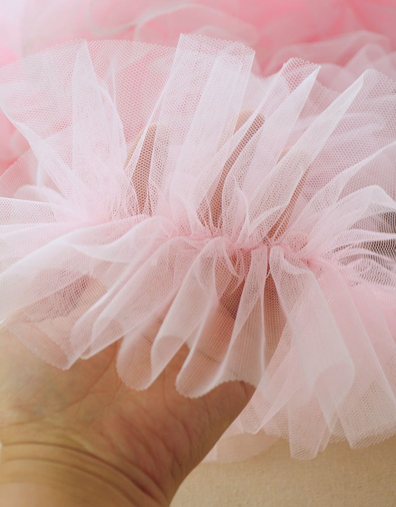 5.9 Inches Pink Ruffled Trim Pleated Tulle Trim for Tutu - Etsy