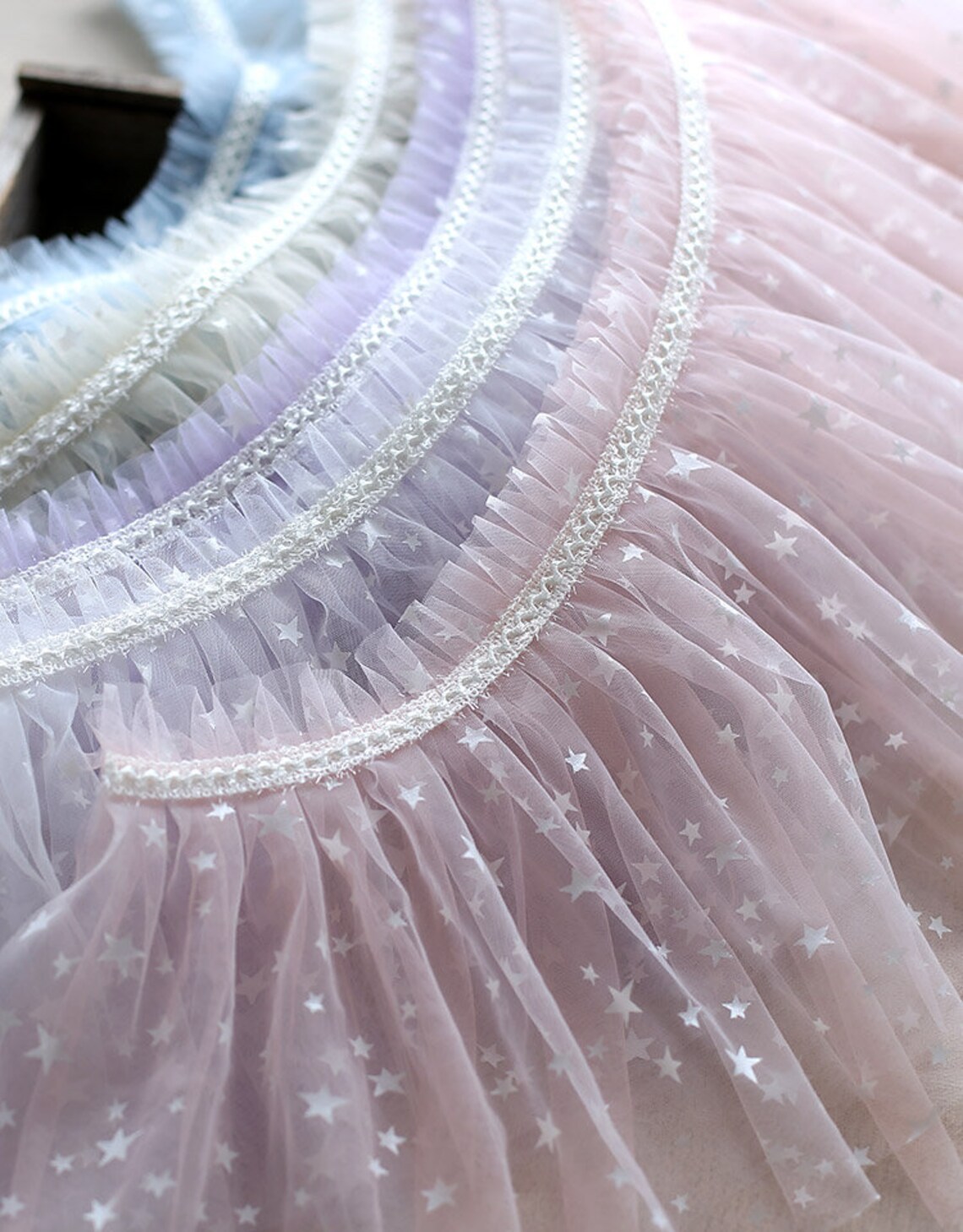 2 Layers Tulle Ruffles With Stars Lavender | Etsy