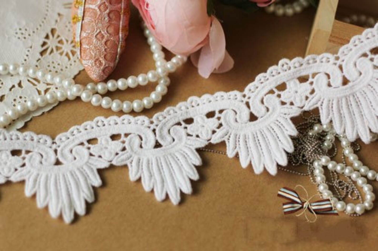 Scalloped Lace Trim Retro Cotton Lace Trim Cotton Guipure | Etsy