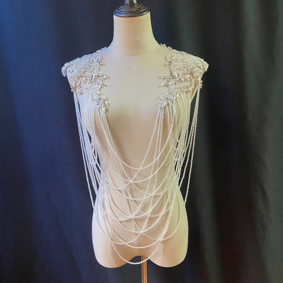 Bridal Rhinestone Applique With Chains for Costume Body - Etsy