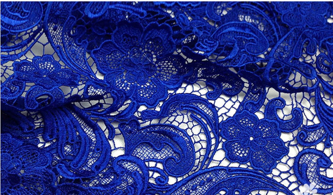 Blue Lace Fabric Crochet Lace Fabric Venise Lace Fabric by - Etsy