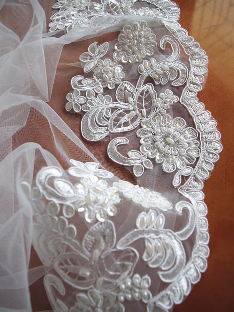 Ivory Alencon Lace Trim Beaded Bridal Lace Wedding Trim - Etsy
