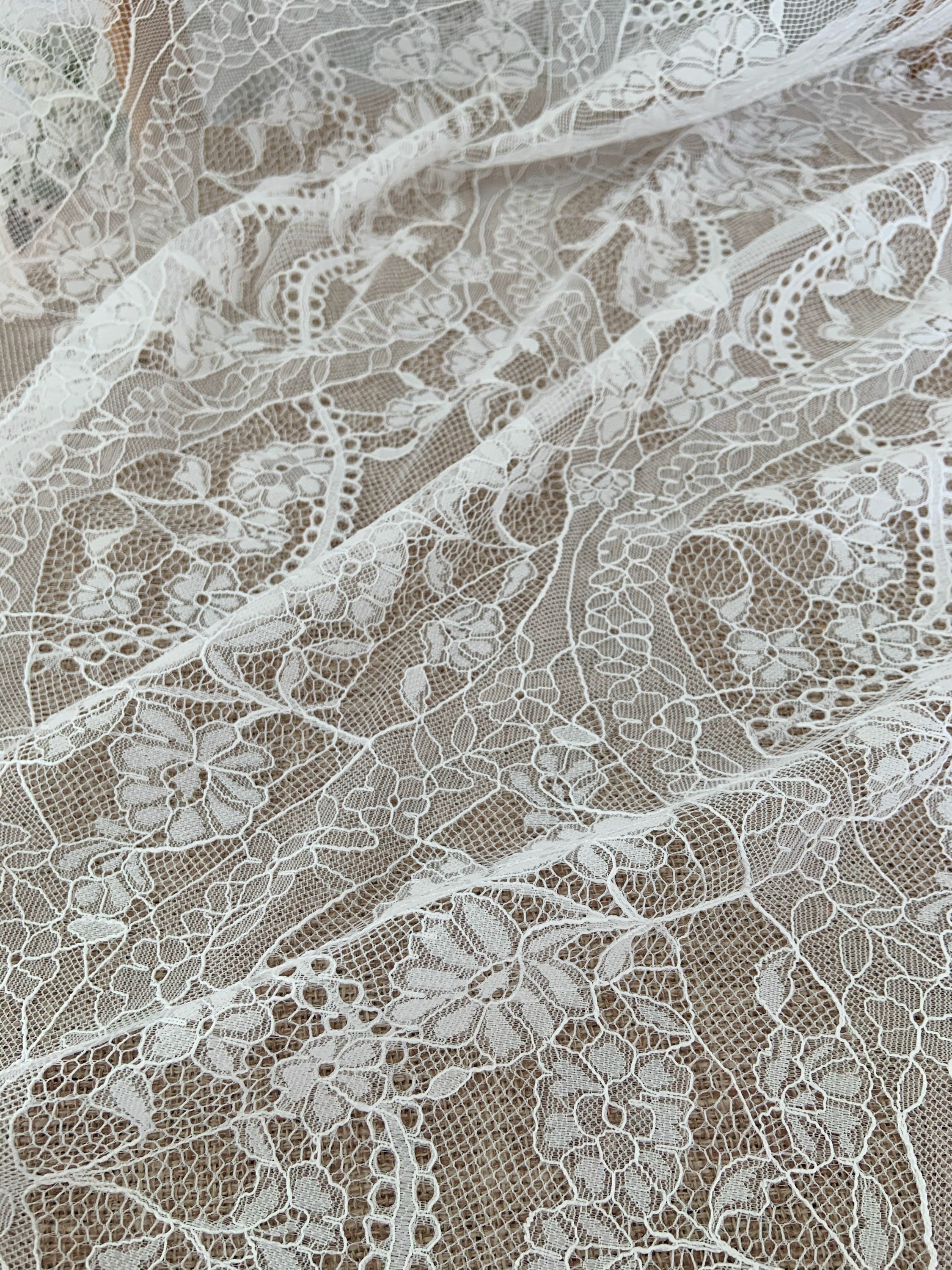 3 Meters Chantilly Lace Fabric With Chevron Florals - Etsy