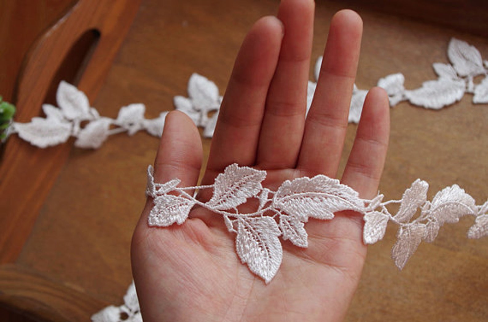 Ivory Lace Trim With Floral Leaves Bridal Lace Trimming - Etsy