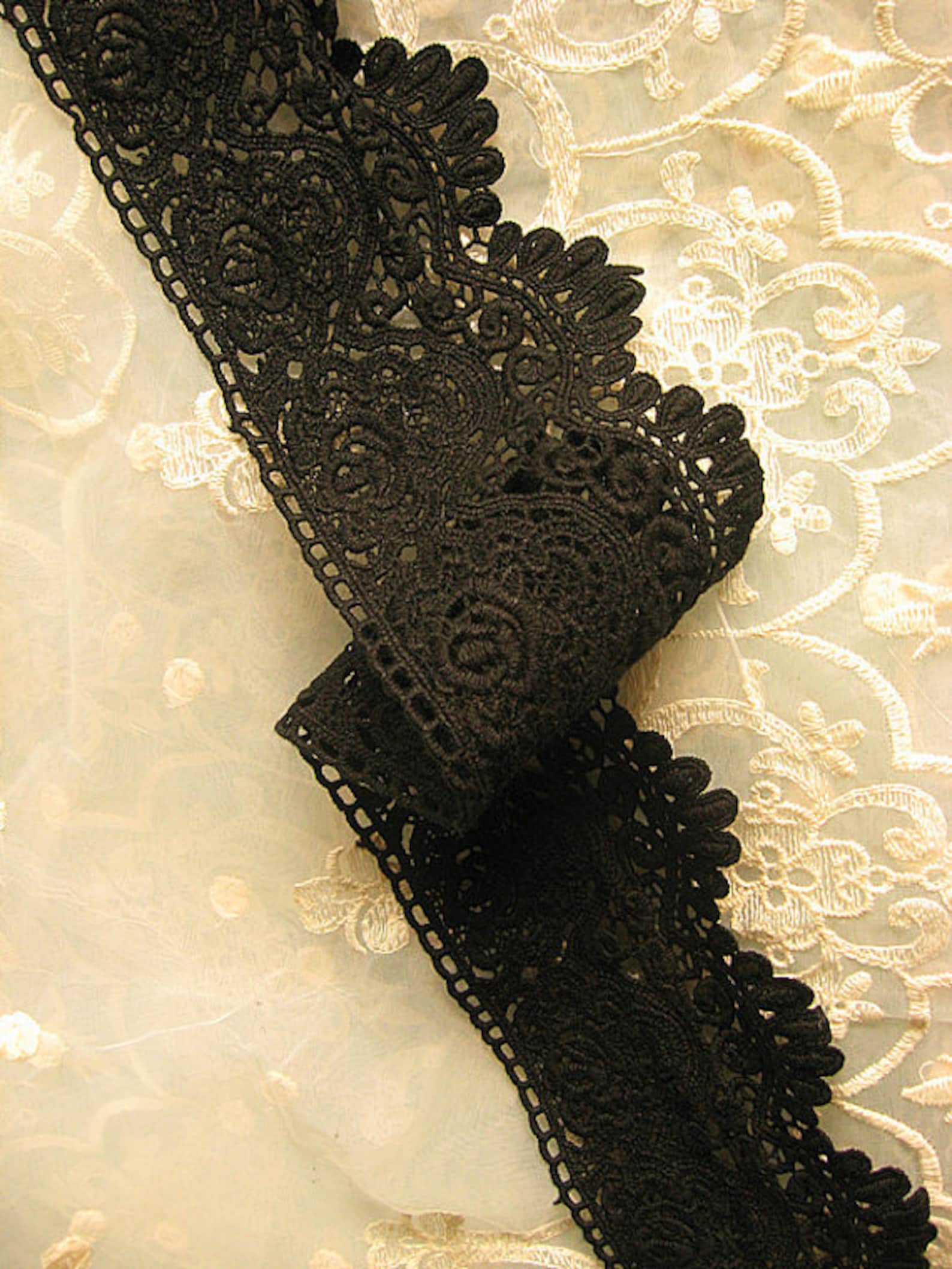 Black Lace Trim Cotton Lace Trim Crochet Trim Lace | Etsy