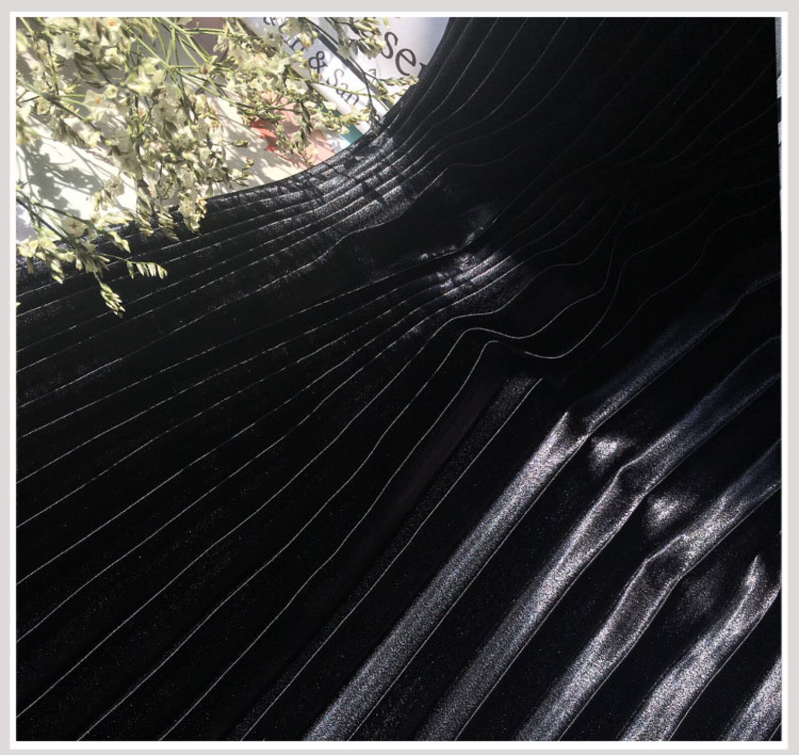 Silver Grey Pleated Satin Panel, Satin Vertical Crease, Satin Accordion ...