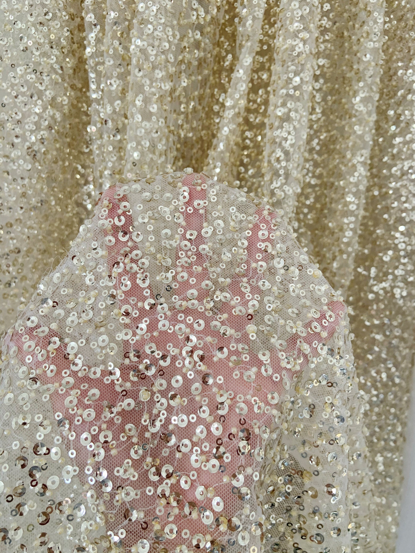 Champagne Gold Lace Fabric With Sequins Golden Bead Lace - Etsy