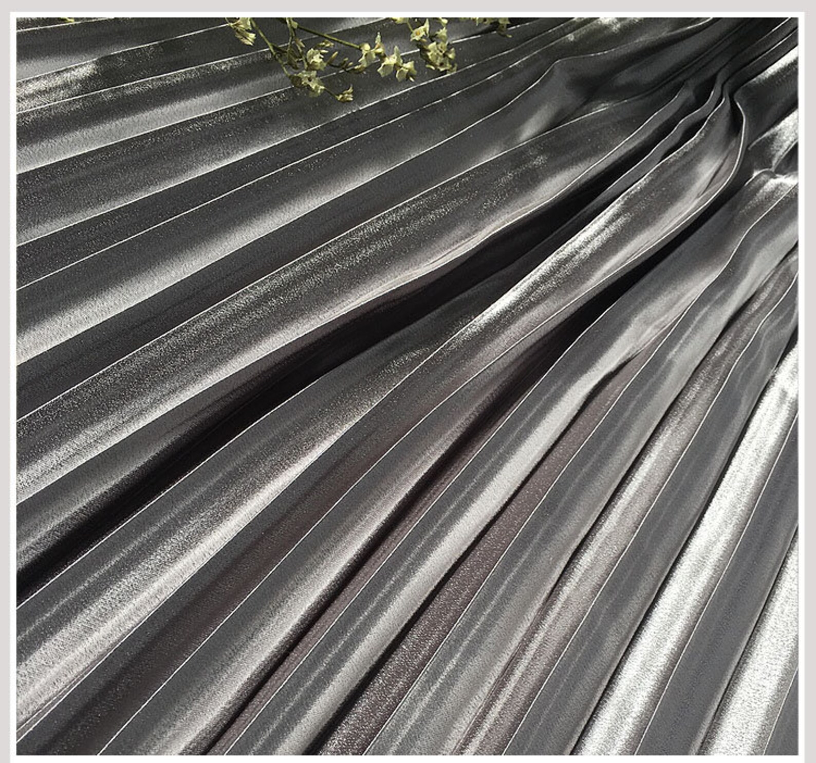 Silver Grey Pleated Satin Panel, Satin Vertical Crease, Satin Accordion ...