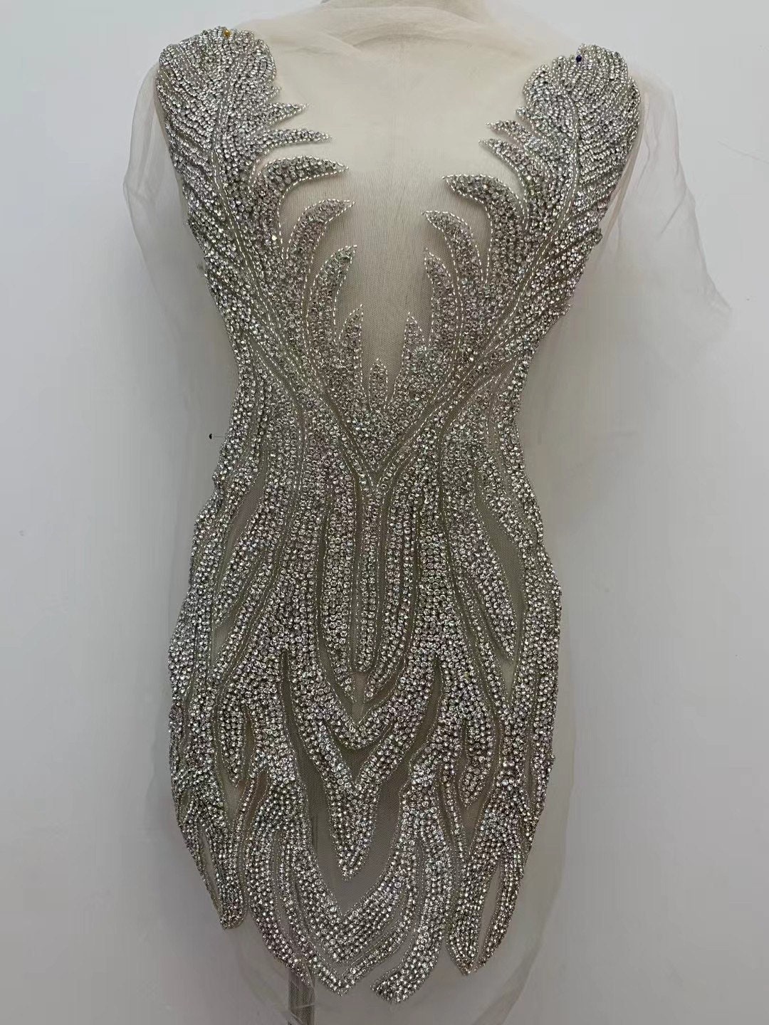 Full Body Silver Rhinestone Applique, Handmade Rhinestone Bodice ...