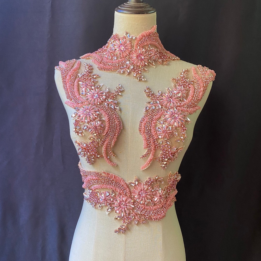 Pink Rhinestone Applique for Dress, Costume, Couture, Dance Costume - Etsy