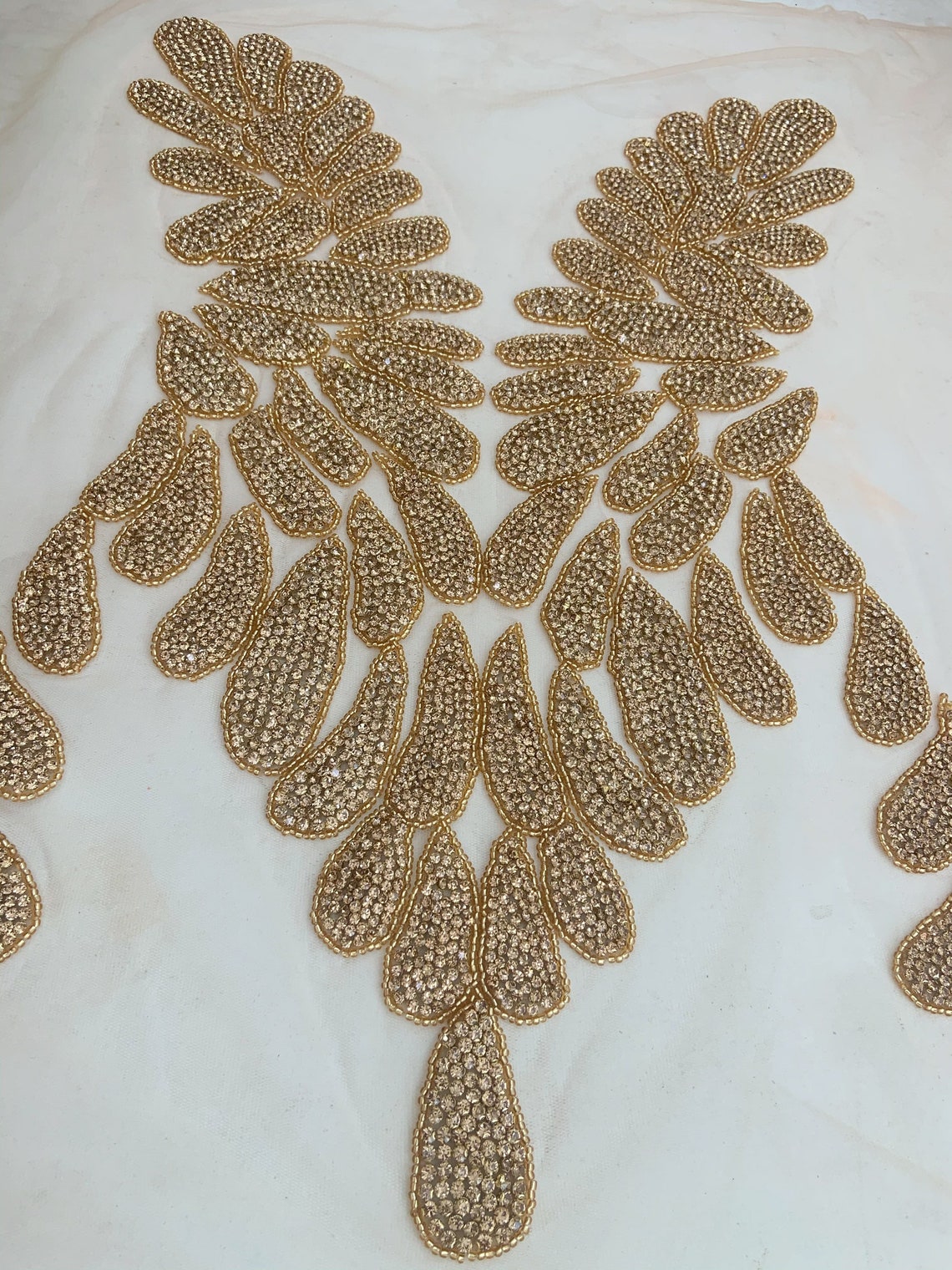 Full Body Gold Rhinestone Appliqué Boidce, Heavy Bead Handmade ...