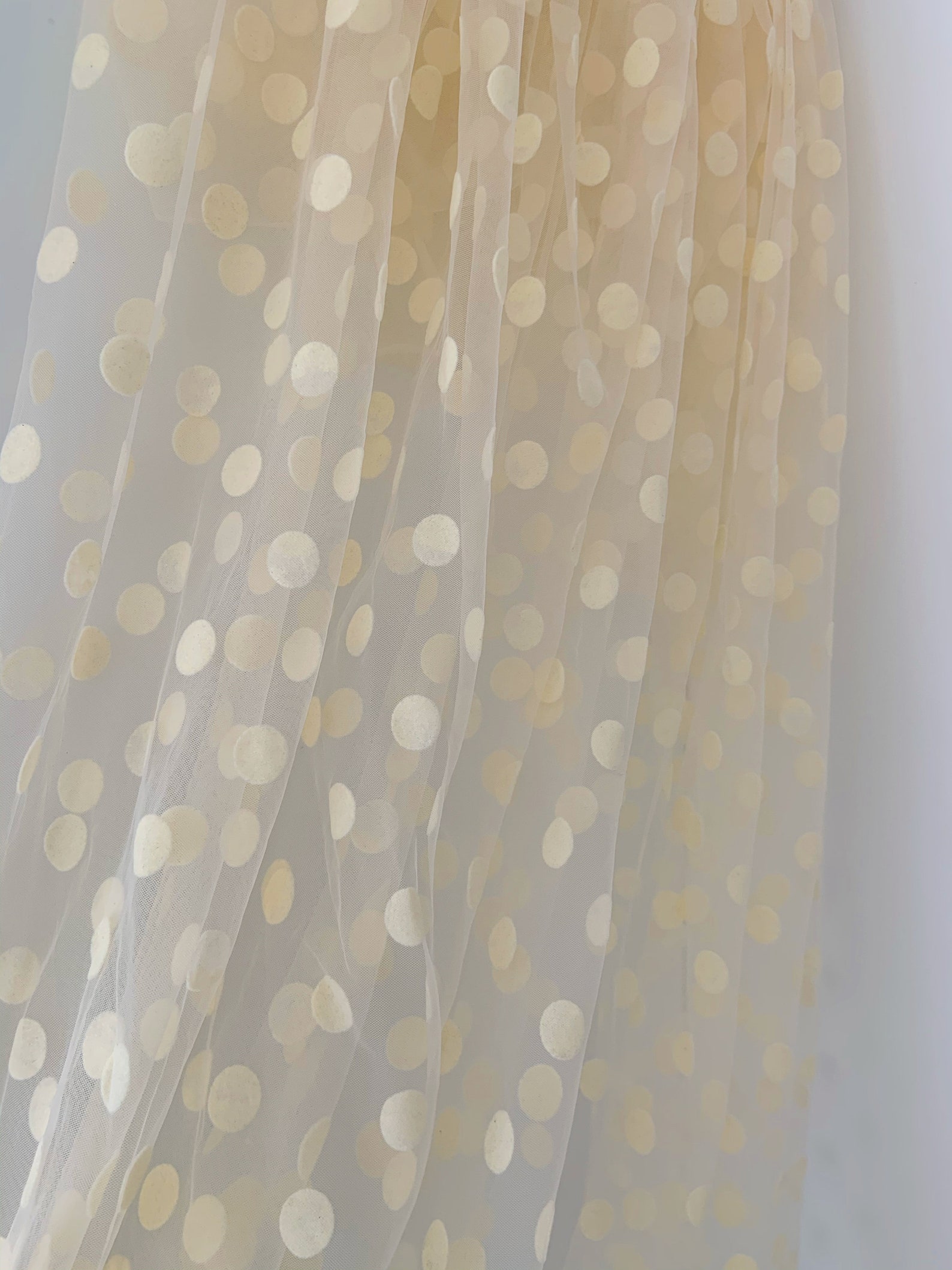 Beige Tulle Lace Fabric With Velvet Polka Dots - Etsy