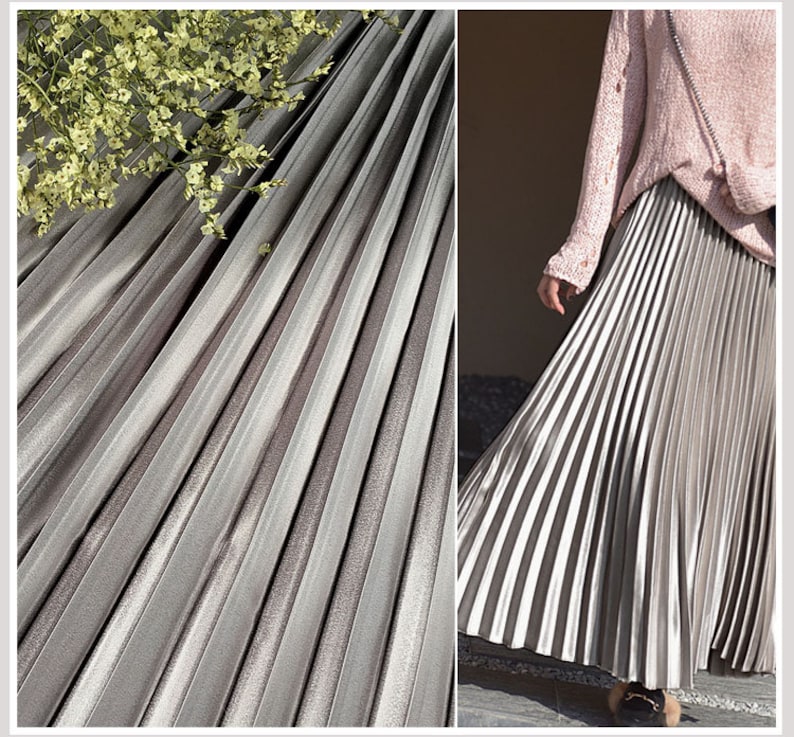 Peach pink Pleated satin Panel satin Vertical crease satin | Etsy