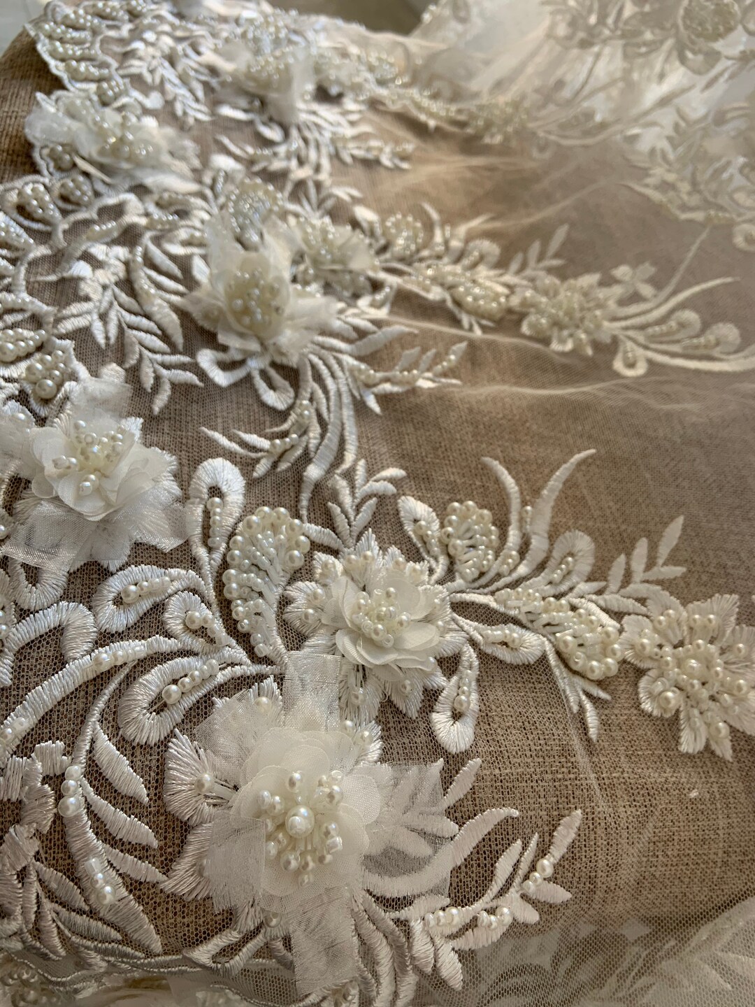 BIG SALE off White Heavy Bead Lace Fabric Heavy Beading Lace - Etsy