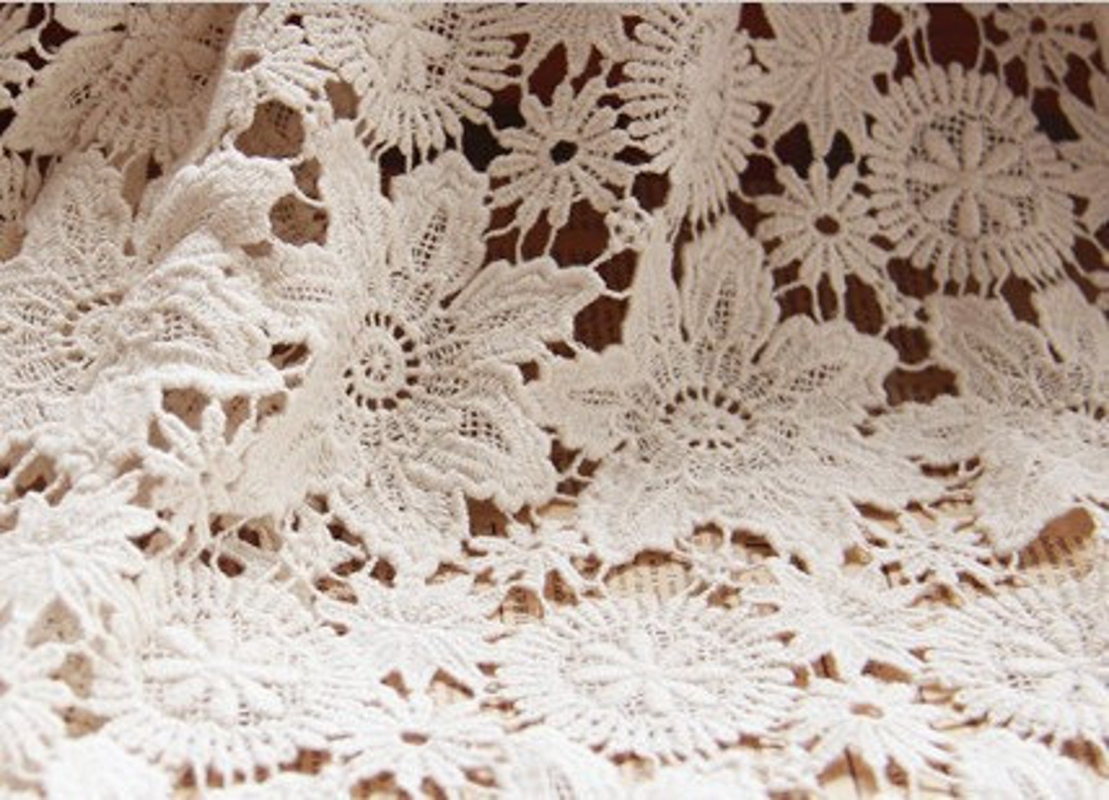 Cream Lace Fabric Cotton Lace Fabric Retro Floral Lace | Etsy