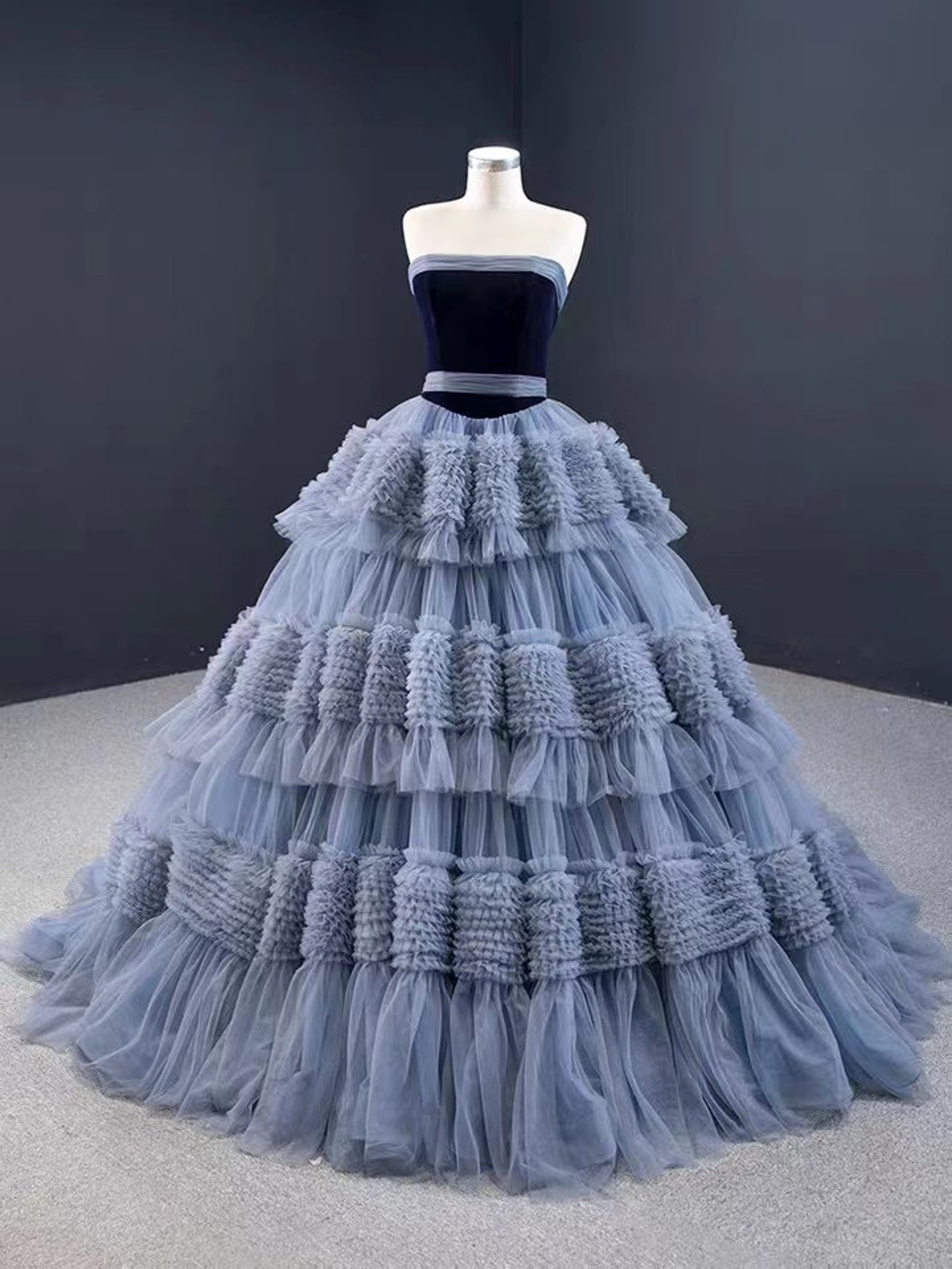 Dust Blue Tulle Ruffles Fabric for Cake Dress Prom Dress - Etsy