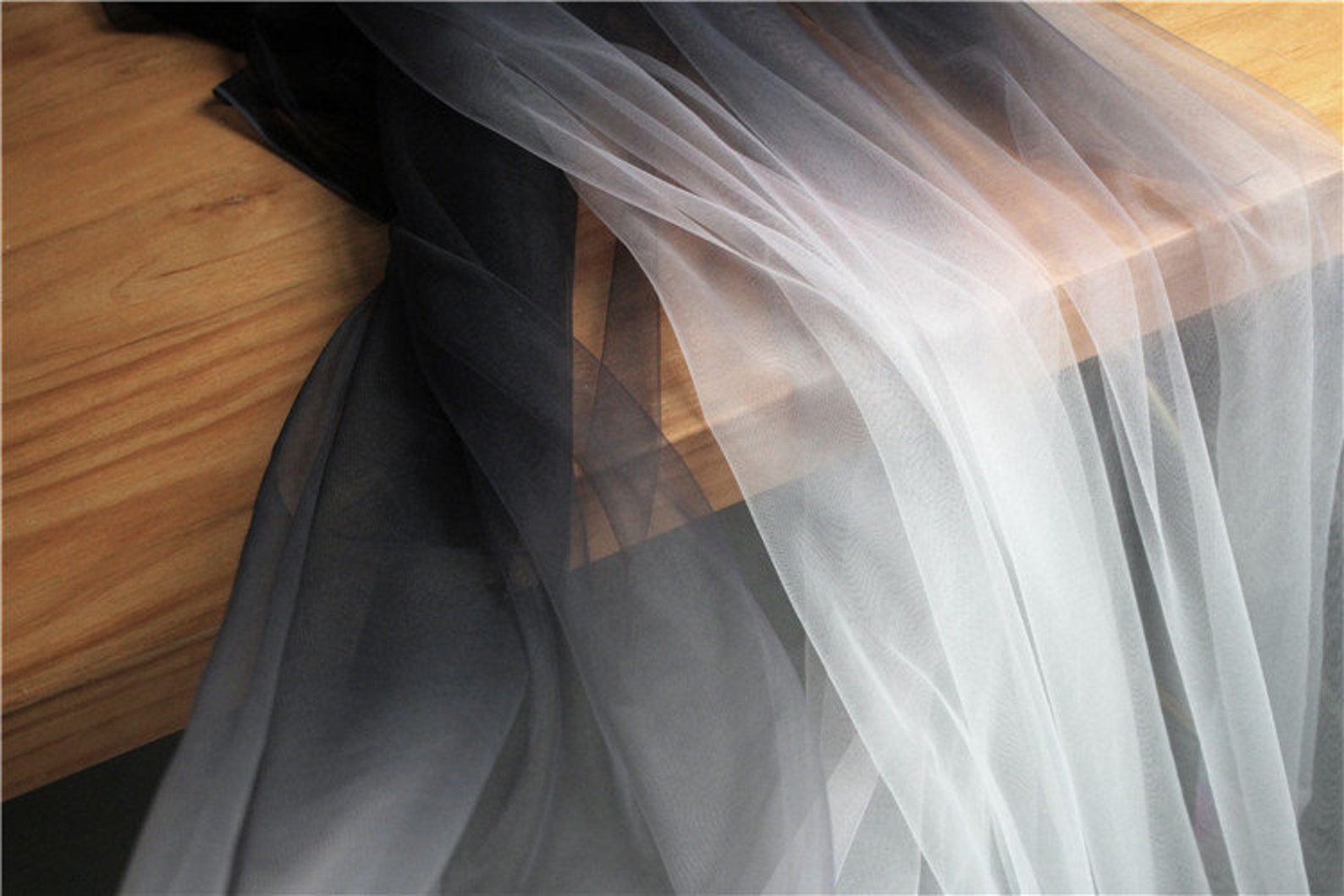 Tejido de tul de estilo teñido con colores Degradado negro | Etsy