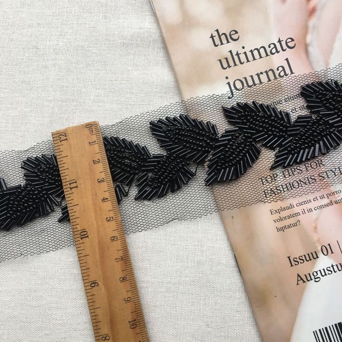 1.7 yards heavy bead trim with leaves bugle bead trim belt | Etsy