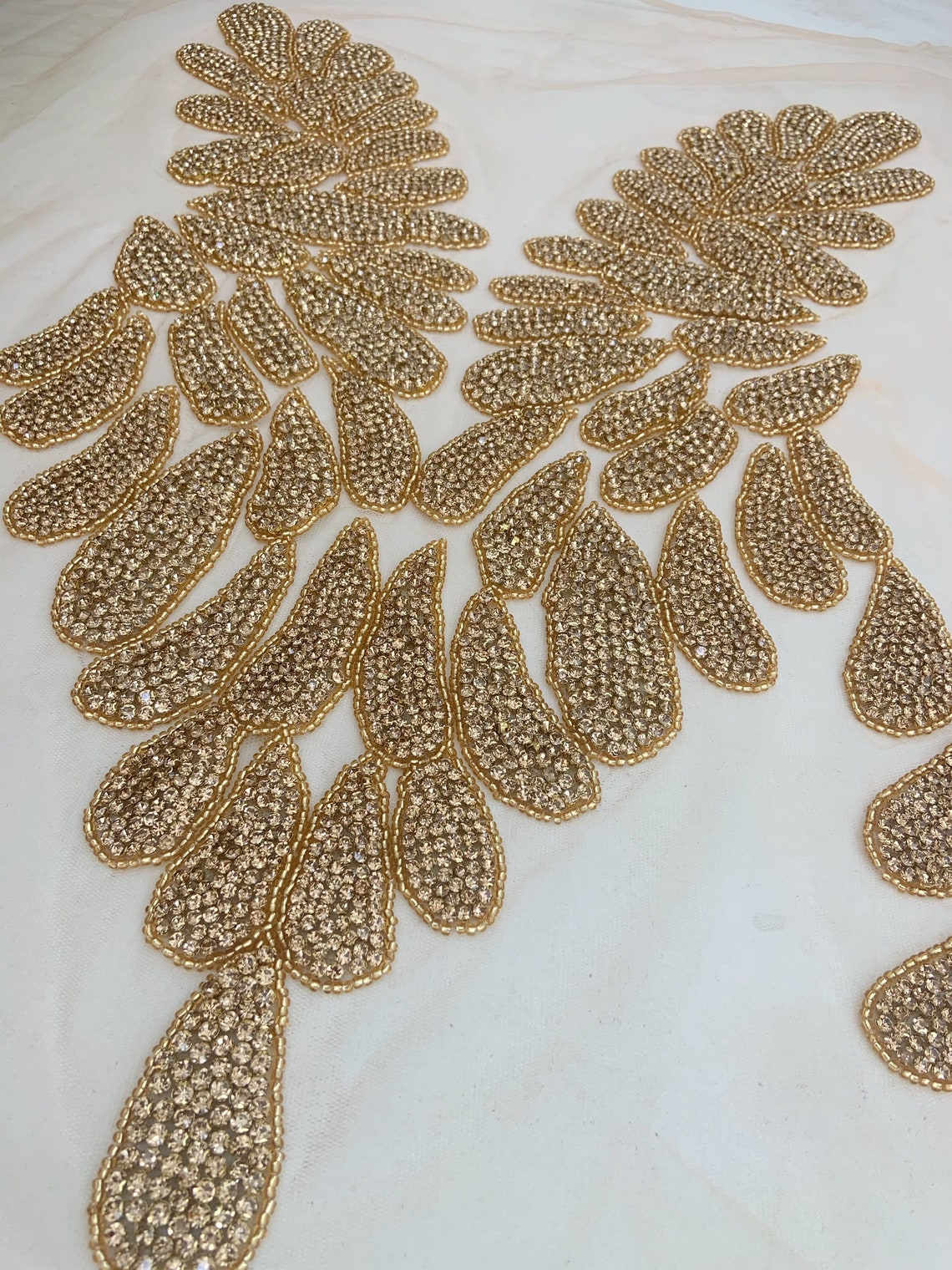 Full Body Gold Rhinestone Appliqué Boidce, Heavy Bead Handmade ...