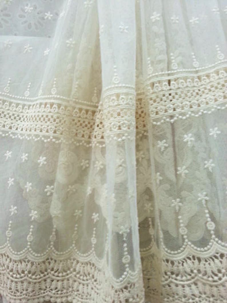 Ivory Lace Fabric, Cotton Lace Fabric, Vintage Lace Fabric - Etsy
