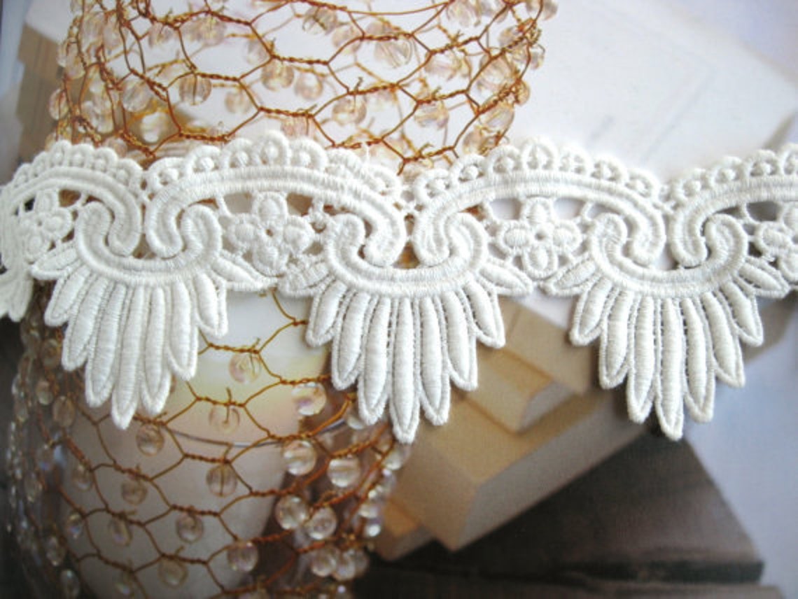 Scalloped Lace Trim Retro Cotton Lace Trim Cotton Guipure | Etsy