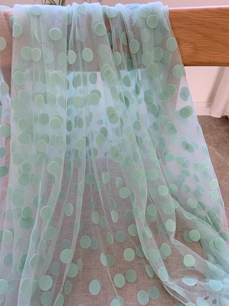 Peach pink tulle Lace fabric with velvet polka dots | Etsy