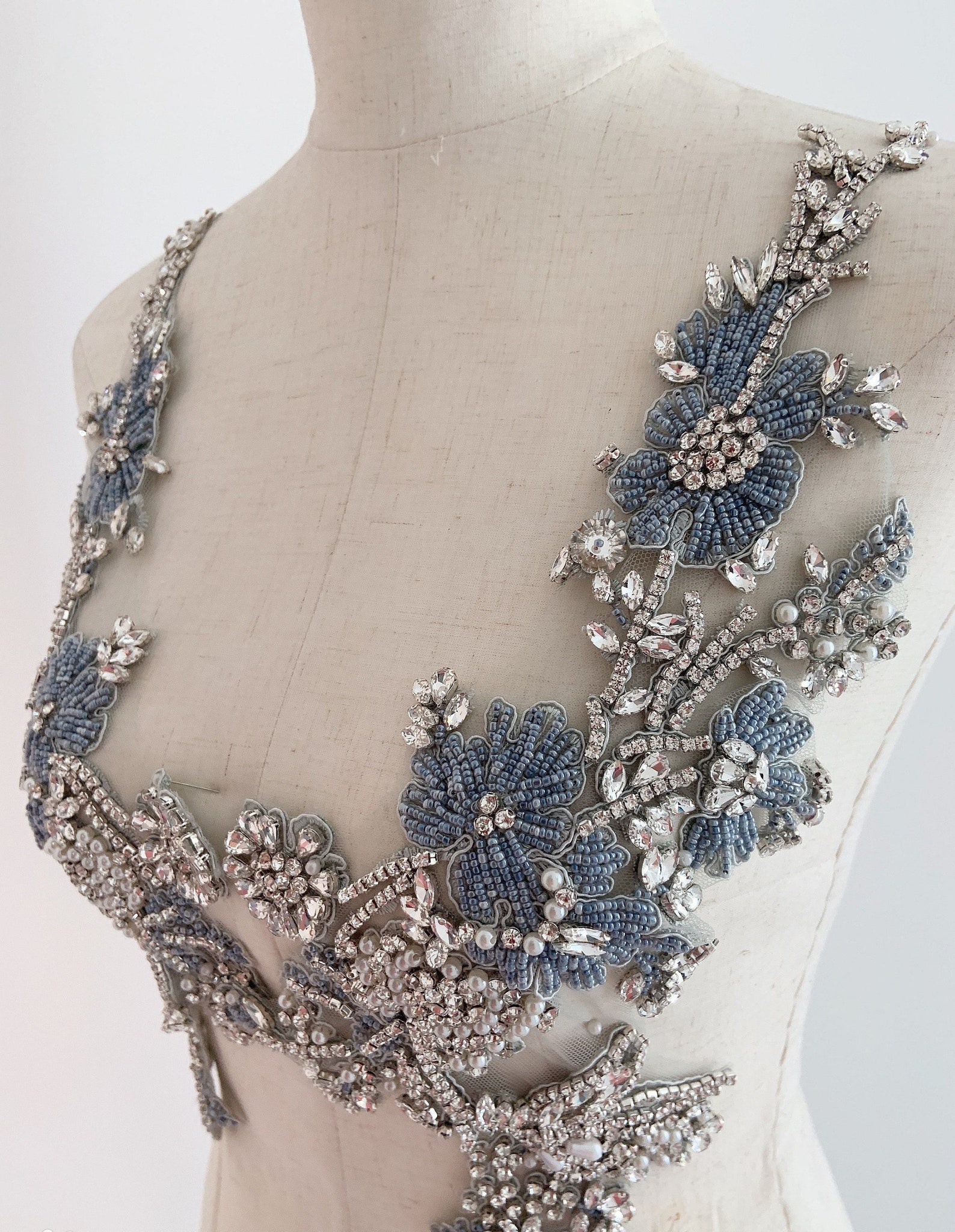 Pale Blue Rhinestone Applique Hand Crafted Rhinestone Patch - Etsy