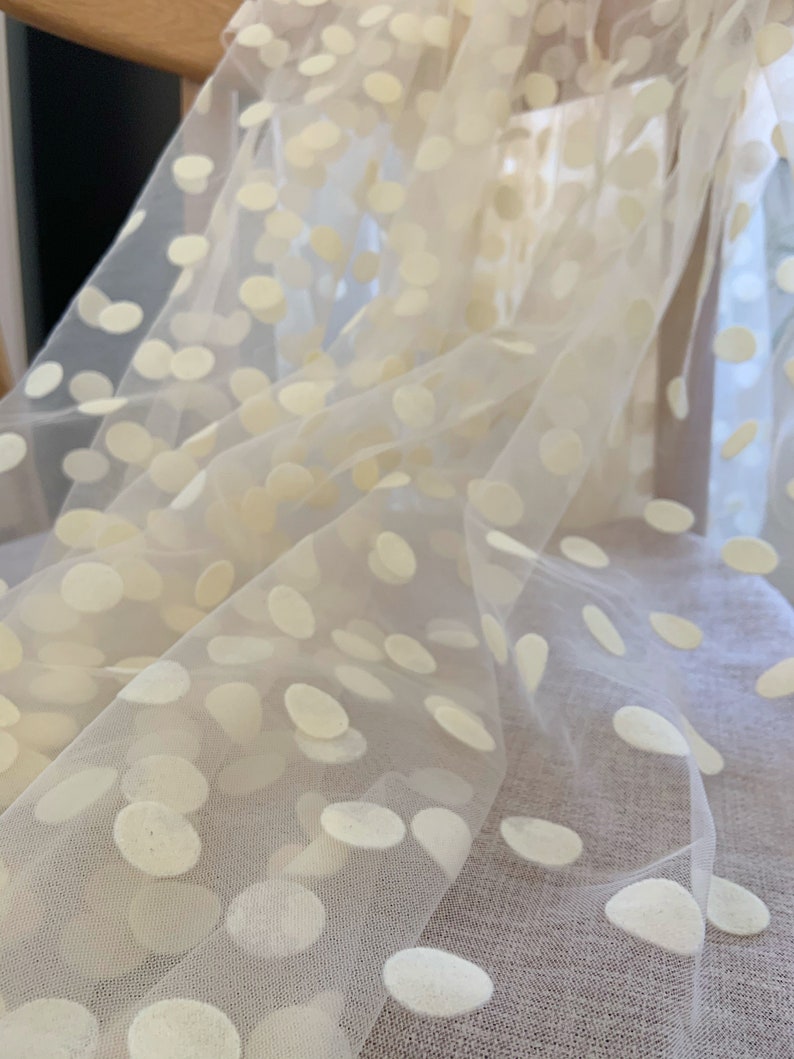 Beige Tulle Lace Fabric With Velvet Polka Dots - Etsy