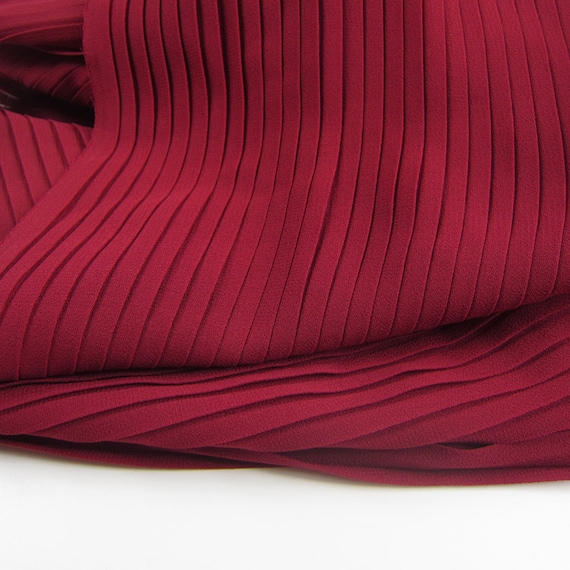 Wine red pleated chiffon fabric chiffon panel fabric for | Etsy