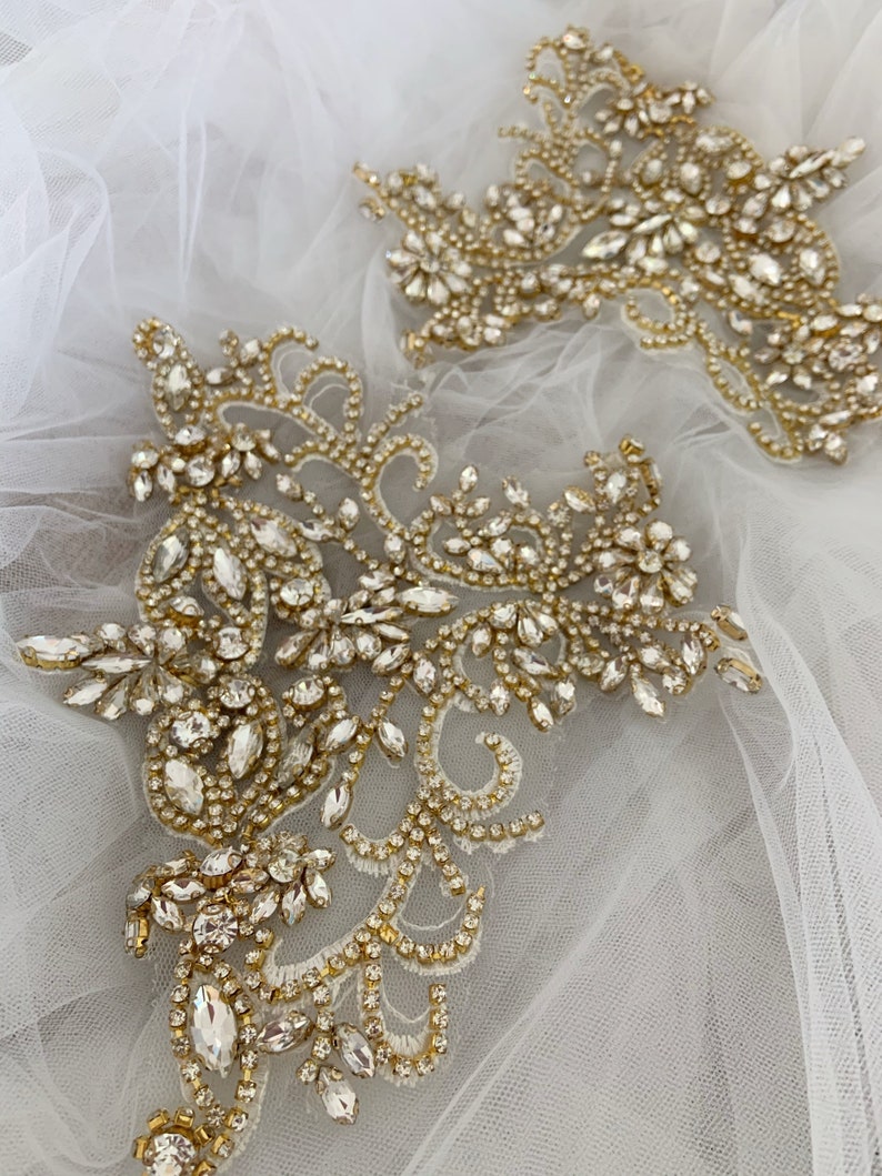 Gold Rhinestone Applique Deluxe Rhinestone Bodice Applique - Etsy