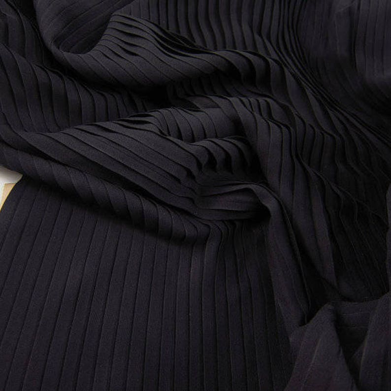 Black Chiffon Fabric 3d Pleated Chiffon Fabric Chiffon - Etsy