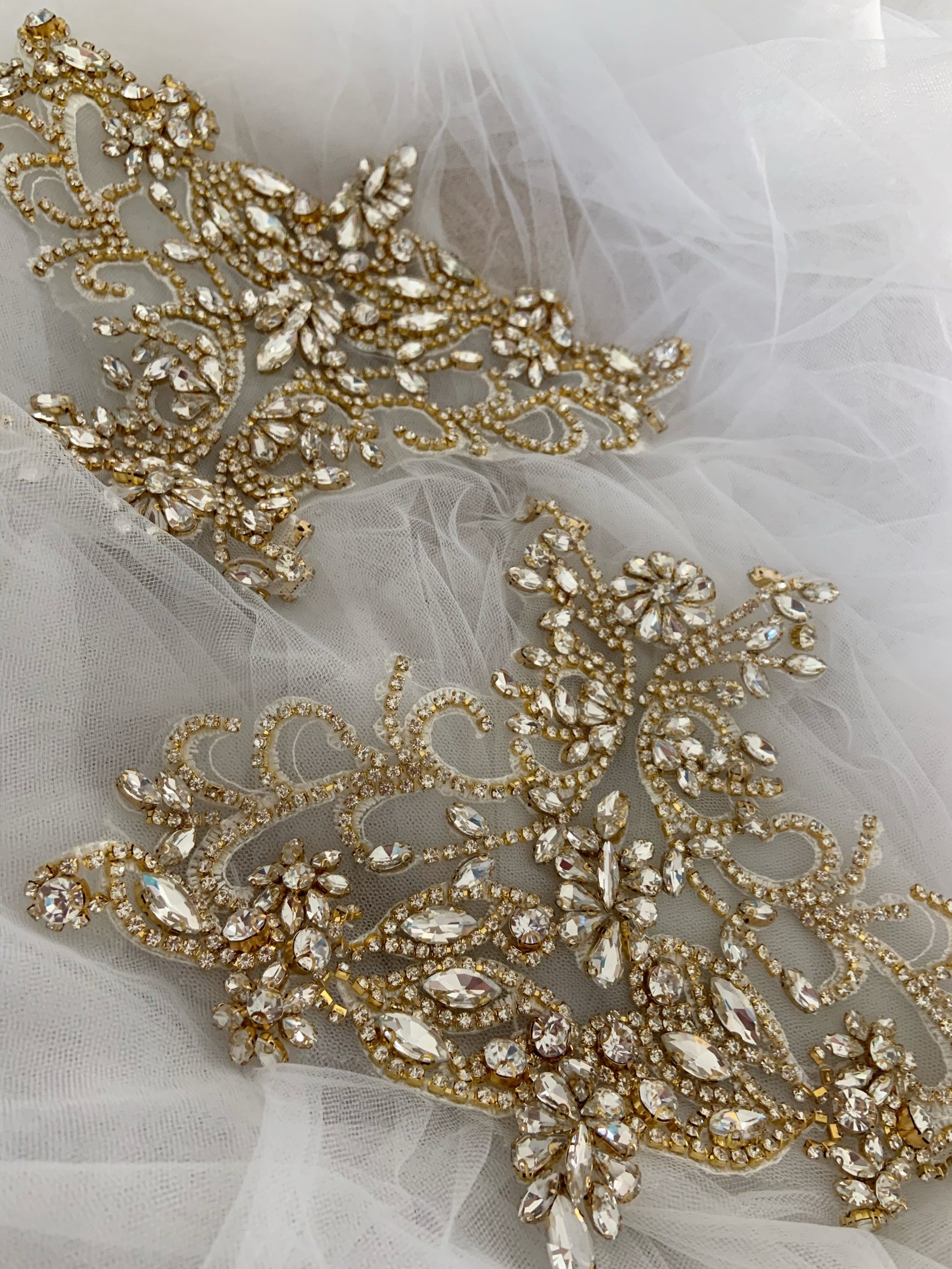 Gold Rhinestone Applique, Deluxe Rhinestone Bodice Applique, Crystal ...