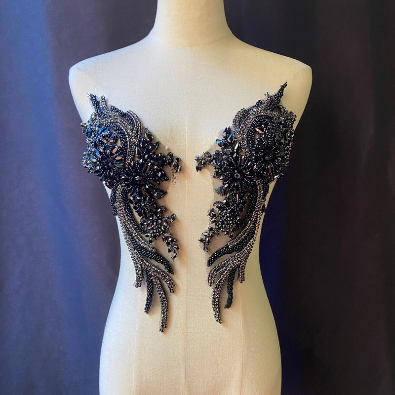 Black Beaded Applique - Etsy