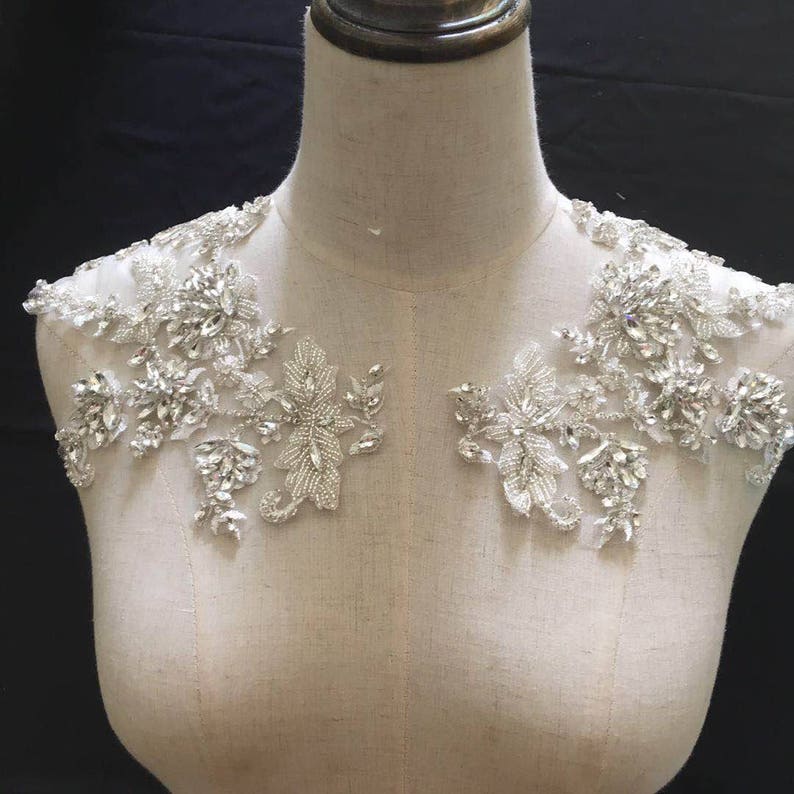 Rhinestone Bead Applique With Handmade Flower Heavy Bead - Etsy