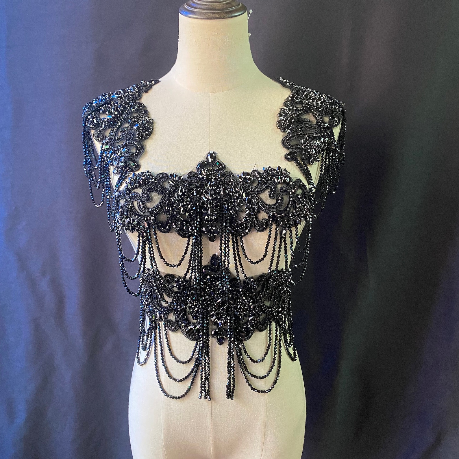 Black Rhinestone Applique With Chains for Costume Body - Etsy