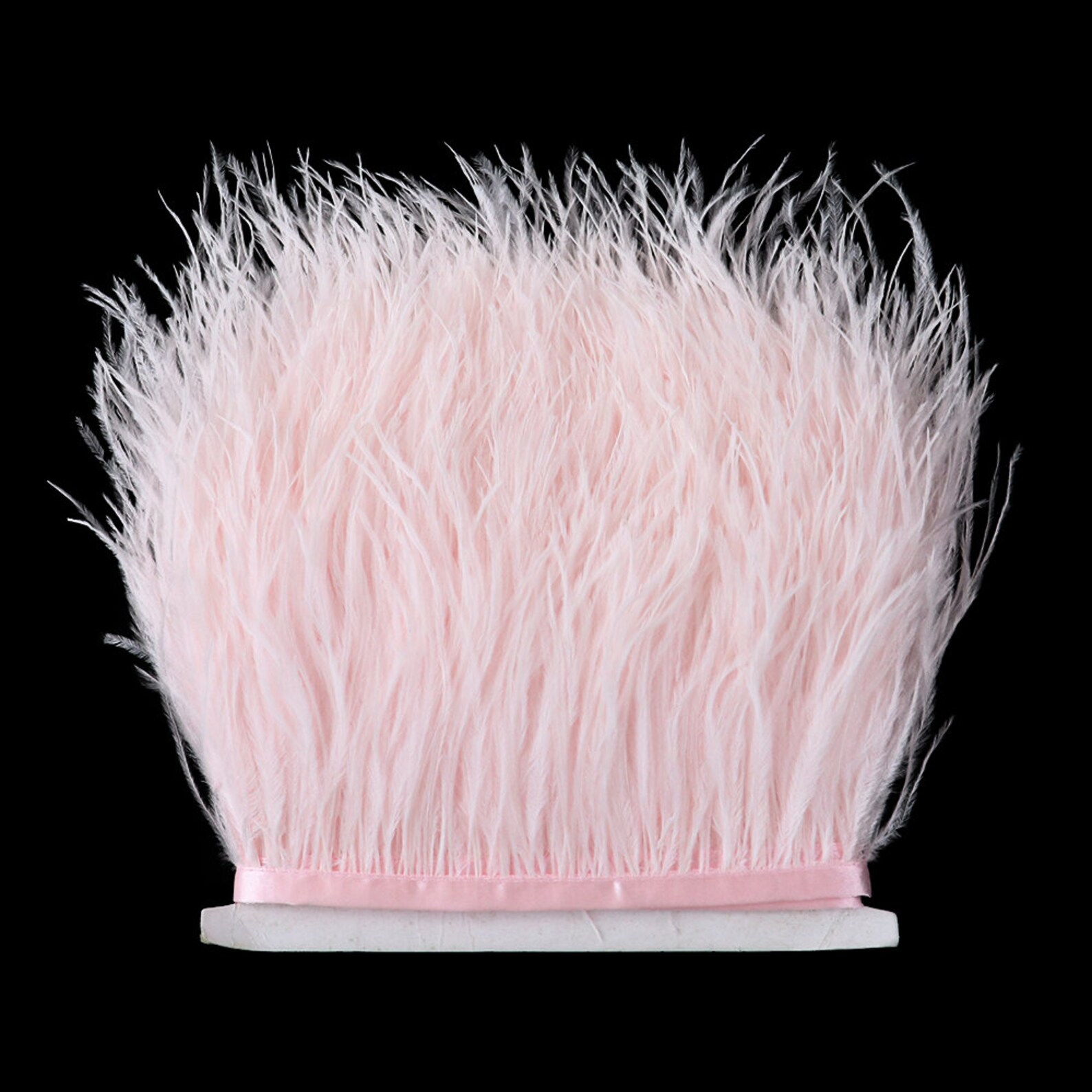 Light Pink Ostrich Feather Trim Fringe With Satin Ribbon Tape - Etsy