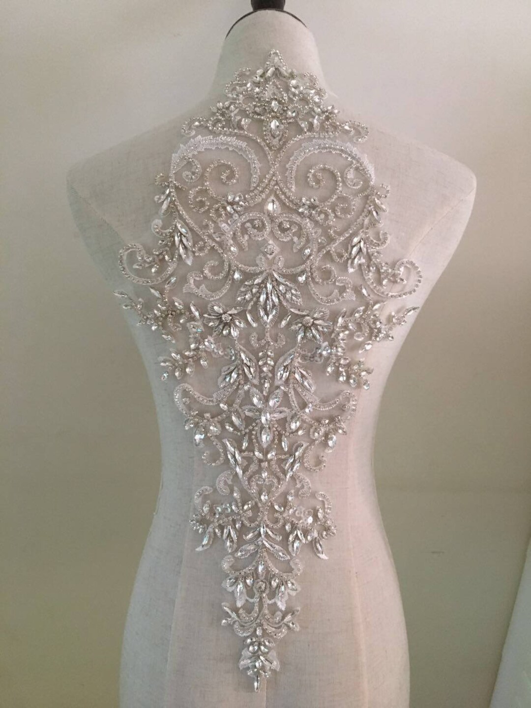 Deluxe Rhinestone Bodice Applique, Crystal Applique, Crystal Bodice ...